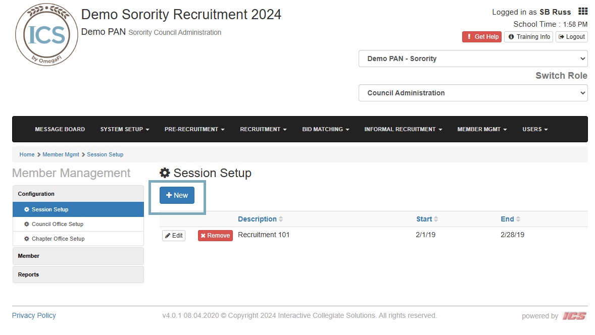 How do I set up a Session? – ICS