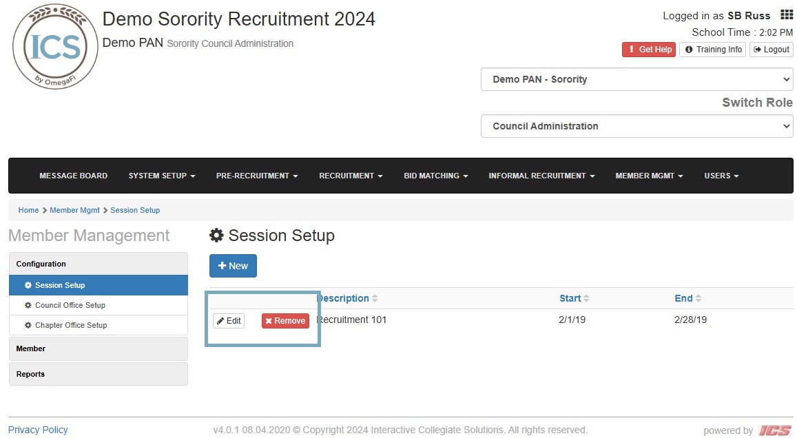How do I set up a Session? – ICS
