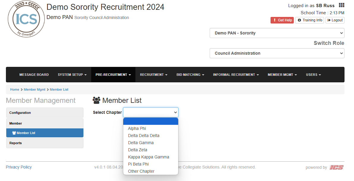 How can I view a chapter's Member List? – ICS
