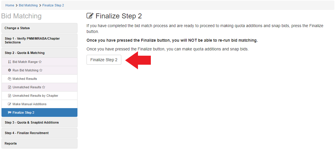 How to finalize bid matching – ICS